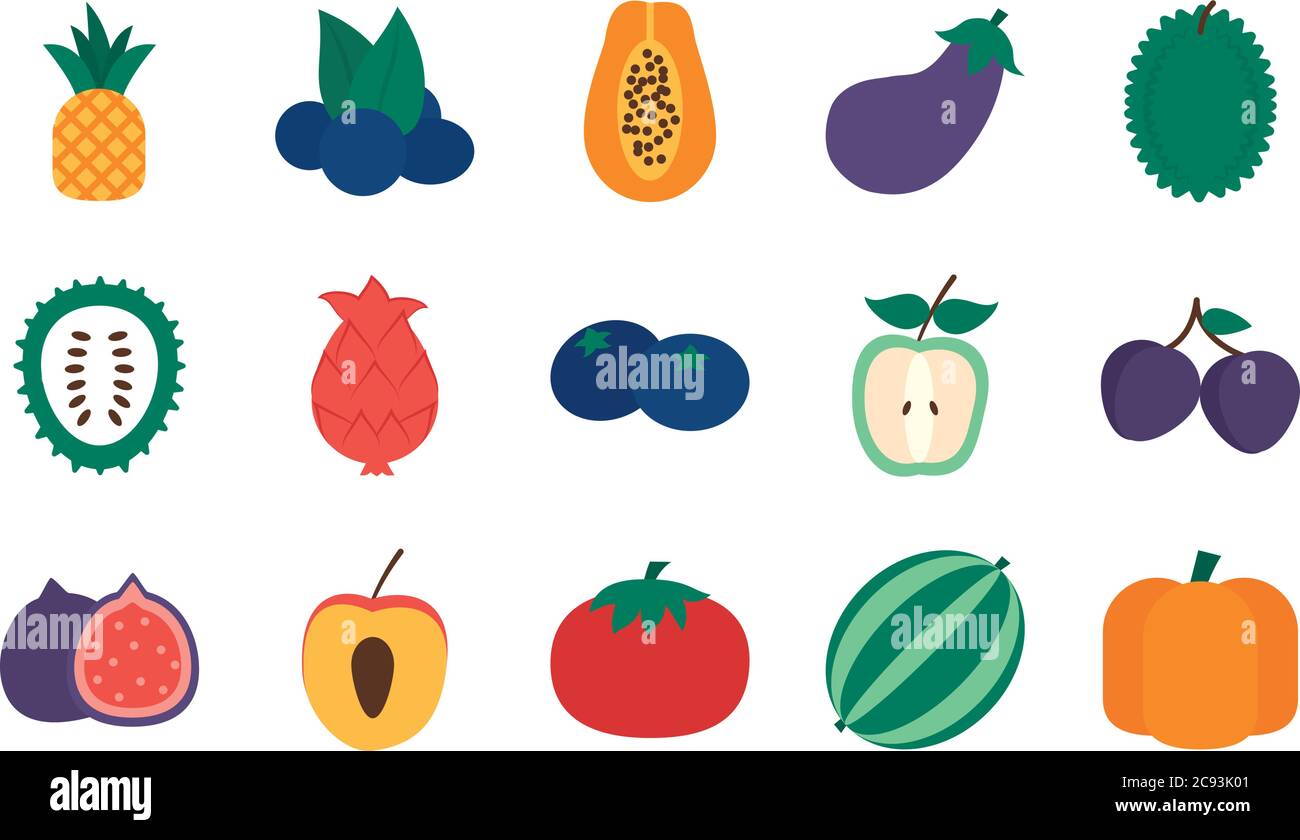 pear and exotic fruits icon set over white background, flat style ...