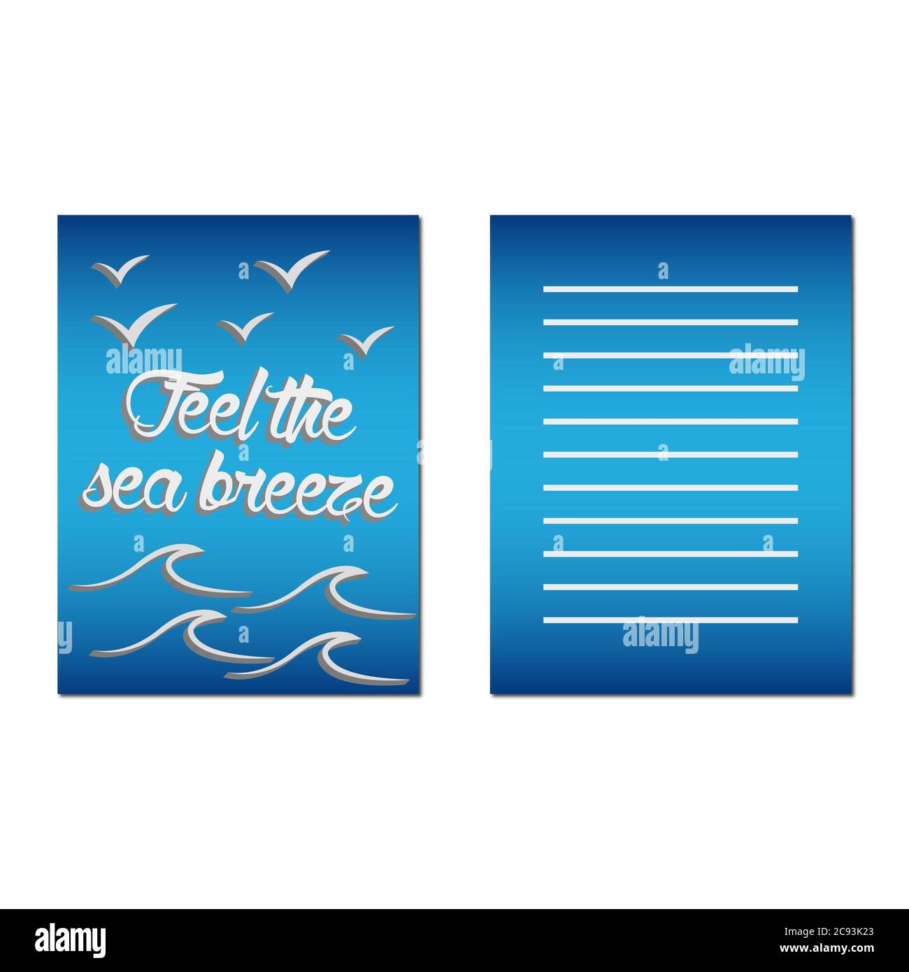 Blue greeting card with wishes to feel the sea breeze Stock Vector ...