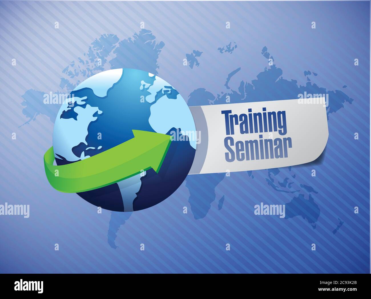 Training seminar sign illustration design over a world map background ...