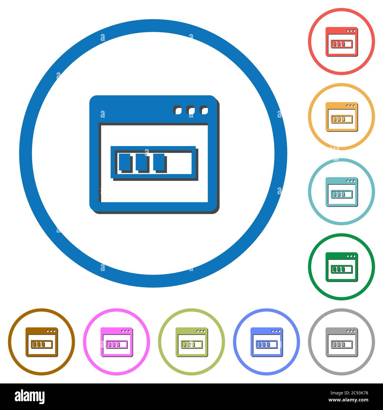 Application Installing Flat Color Vector Icons With Shadows In Round