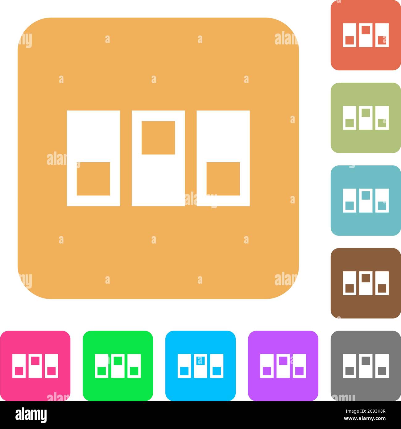 Switchboard flat icons on rounded square vivid color backgrounds Stock ...