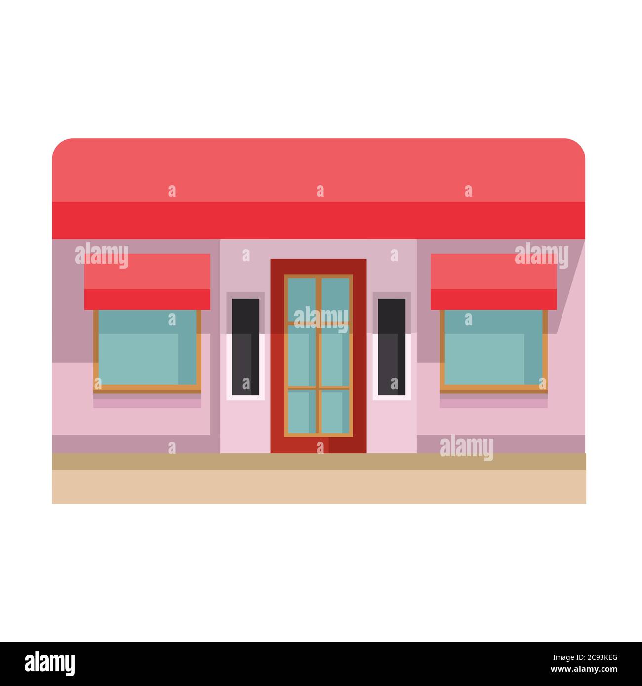 Art red facade of a building on a white background Stock Vector Image ...