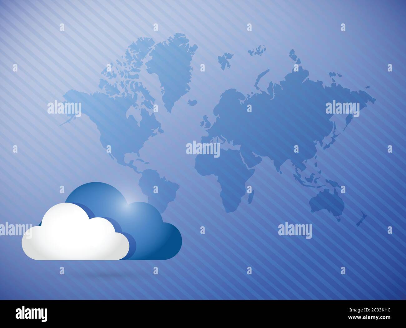 Cloud computing world map concept illustration design background Stock ...