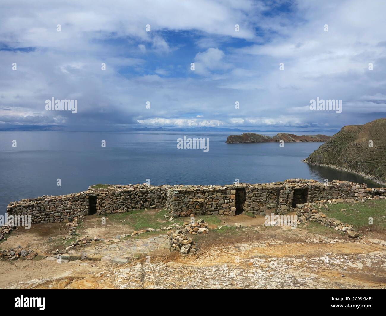 Lake Titicaca, straddling the border between Peru and Bolivia in the ...