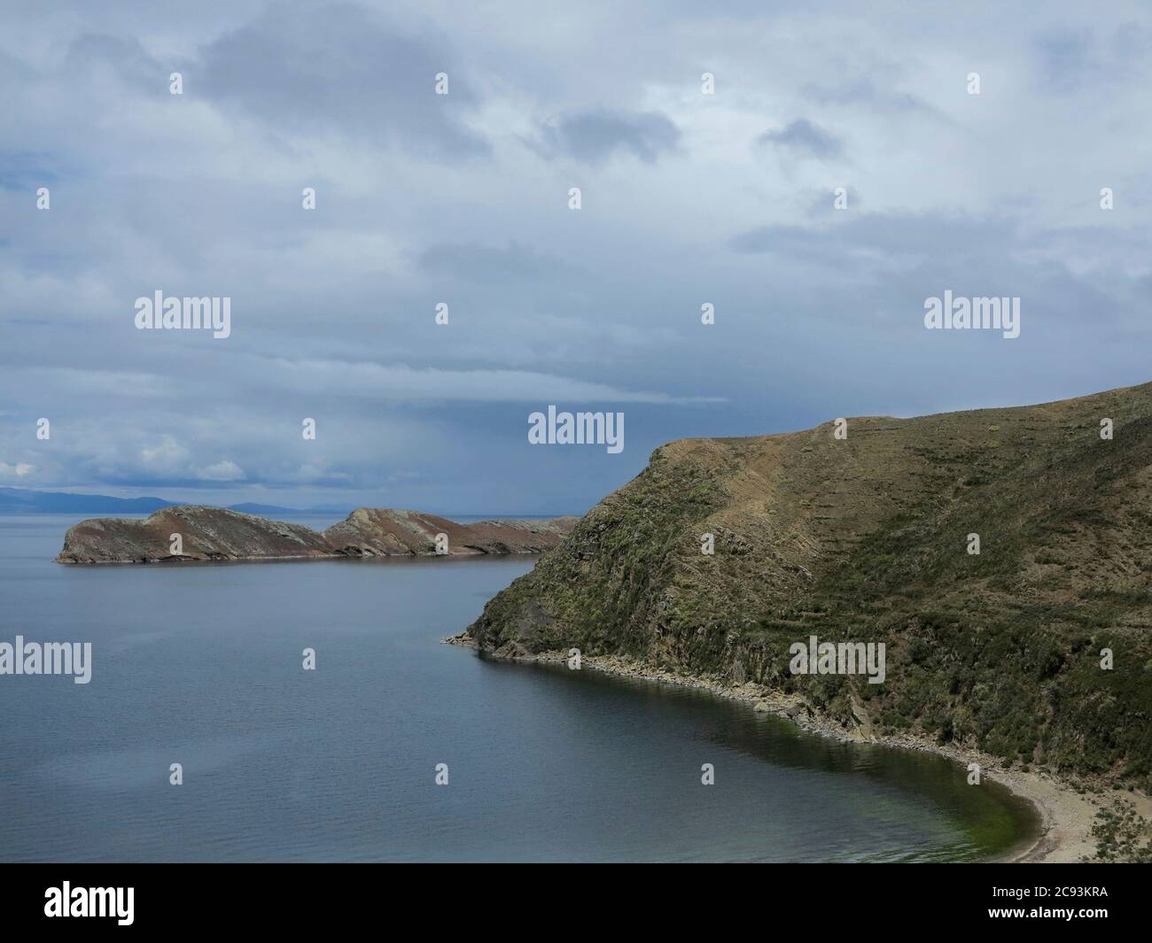 Lake Titicaca, straddling the border between Peru and Bolivia in the ...