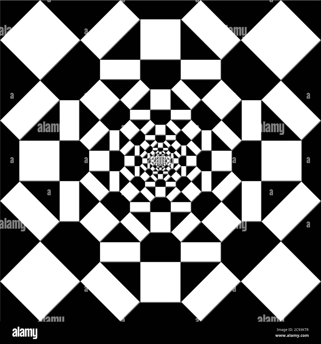 Optical Art With Black And White Abstract Geometric Patterns Stock