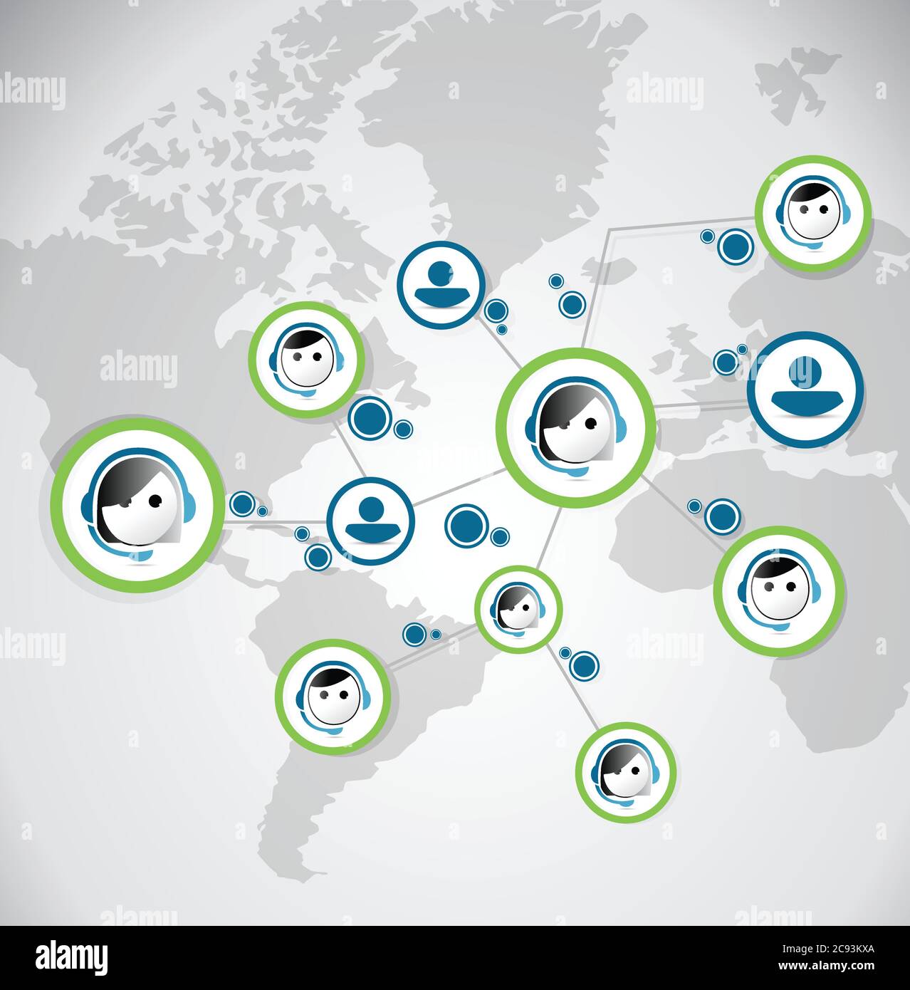 Customer service link connection illustration design over a white ...