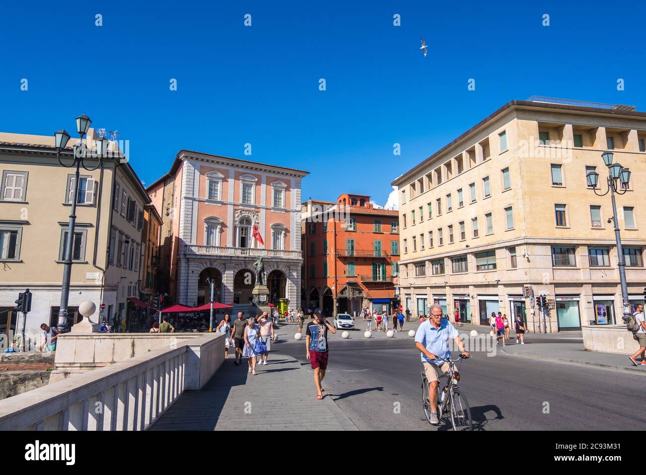 Pisa, Italy - August 14, 2019: The Ponte di mezzo or Middle bridge and ...