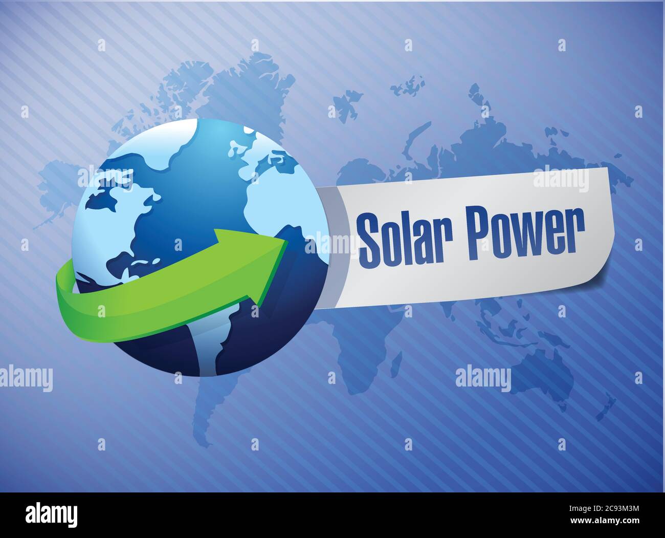 Globe solar power sign illustration design over a world map background ...