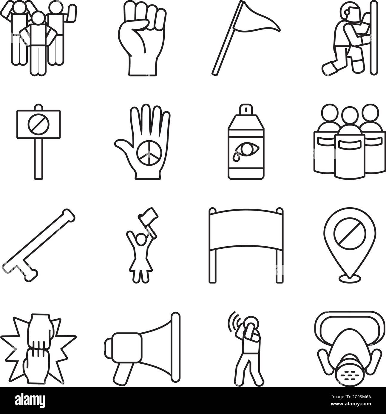 line style icon set design, Manifestation protest and demonstration ...