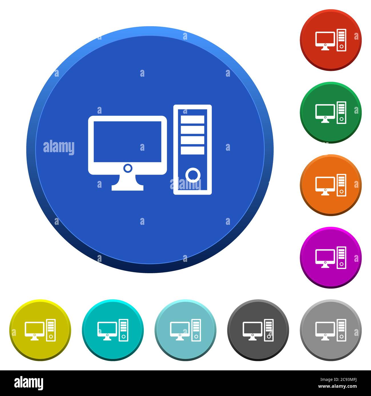 Desktop computer round color beveled buttons with smooth surfaces and ...