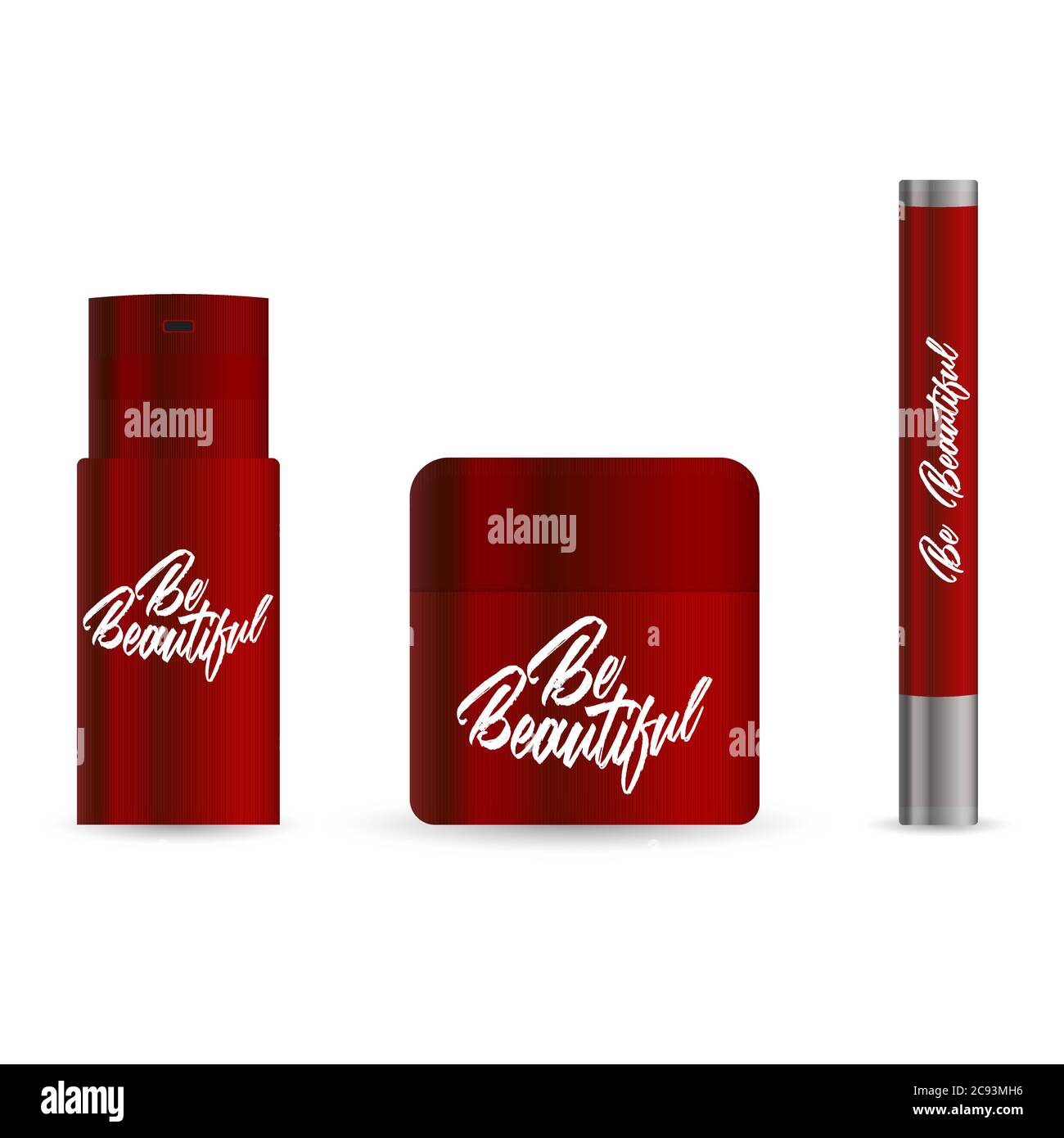 Set of red jars with cosmetics on white background Stock Vector Image ...