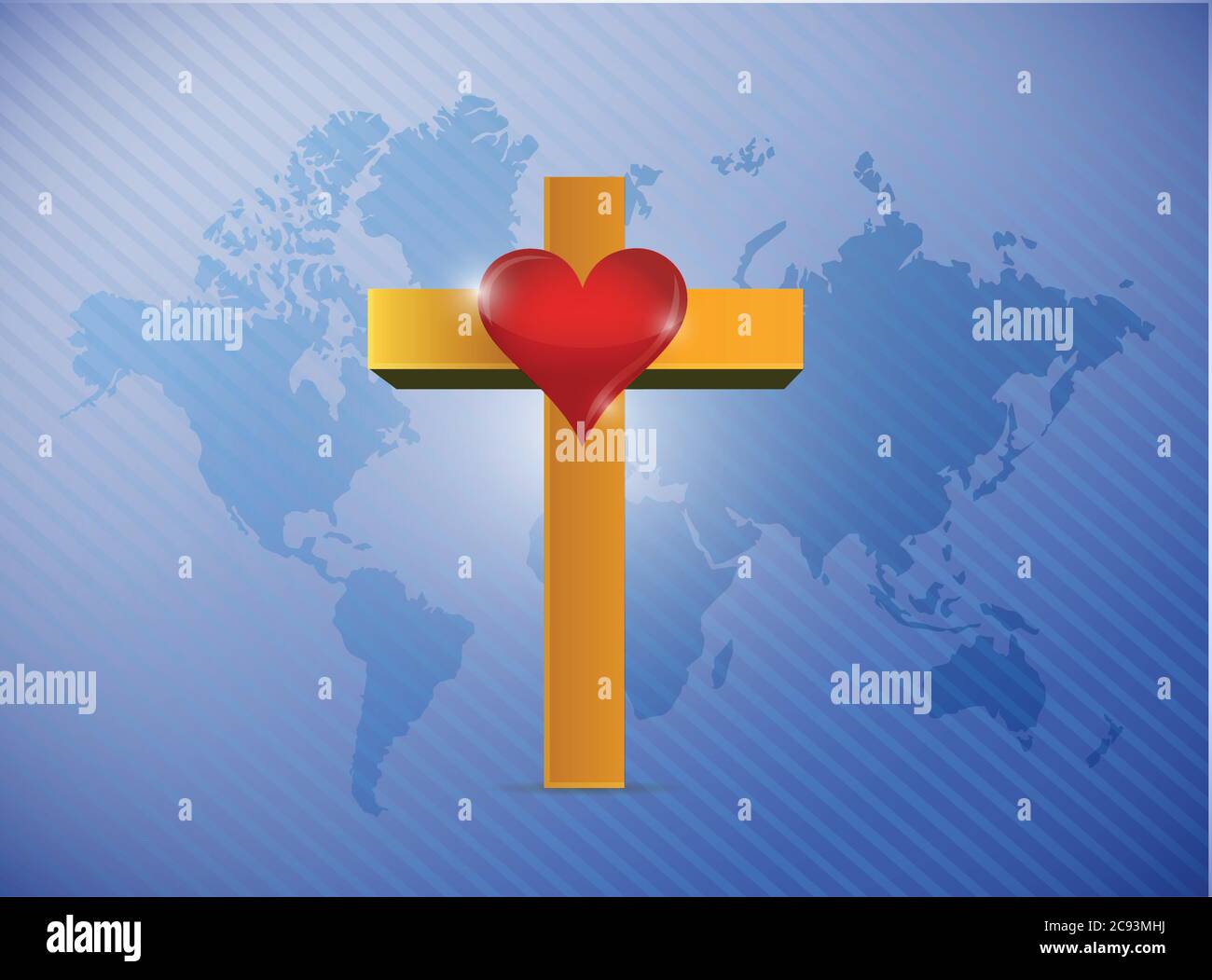 World map and cross illustration design over a white background Stock ...