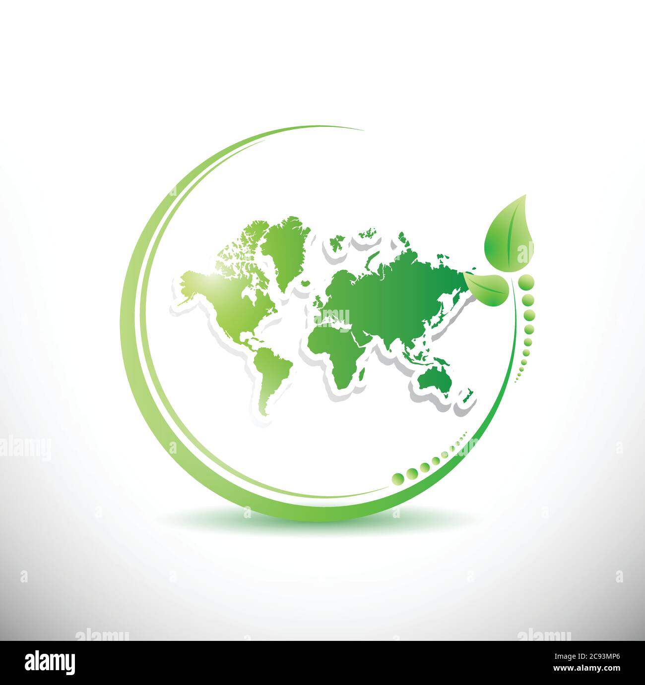 World map inside a organic leave. illustration design over white Stock ...