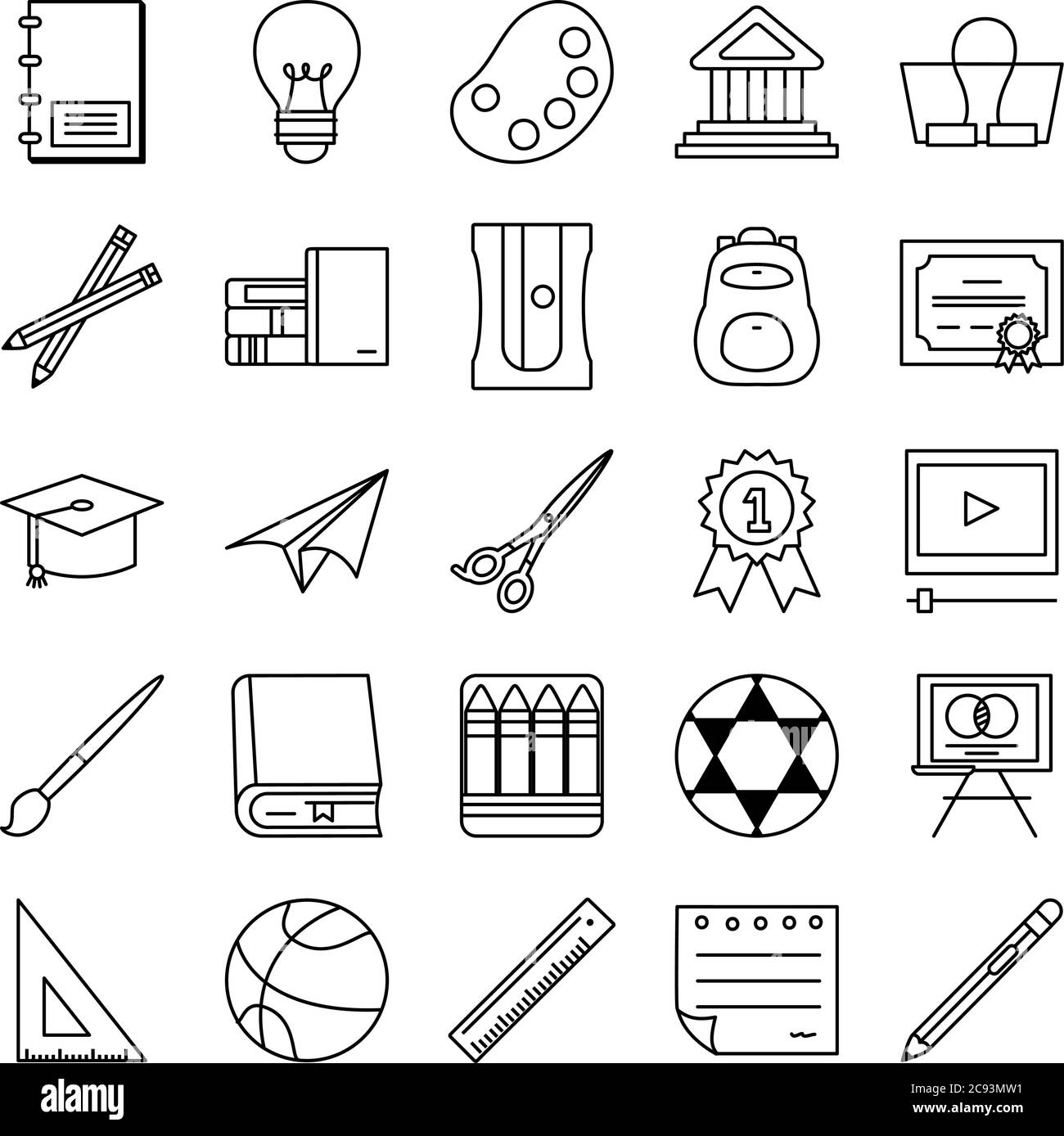 School line style icon set design, Education class lesson and knowledge ...