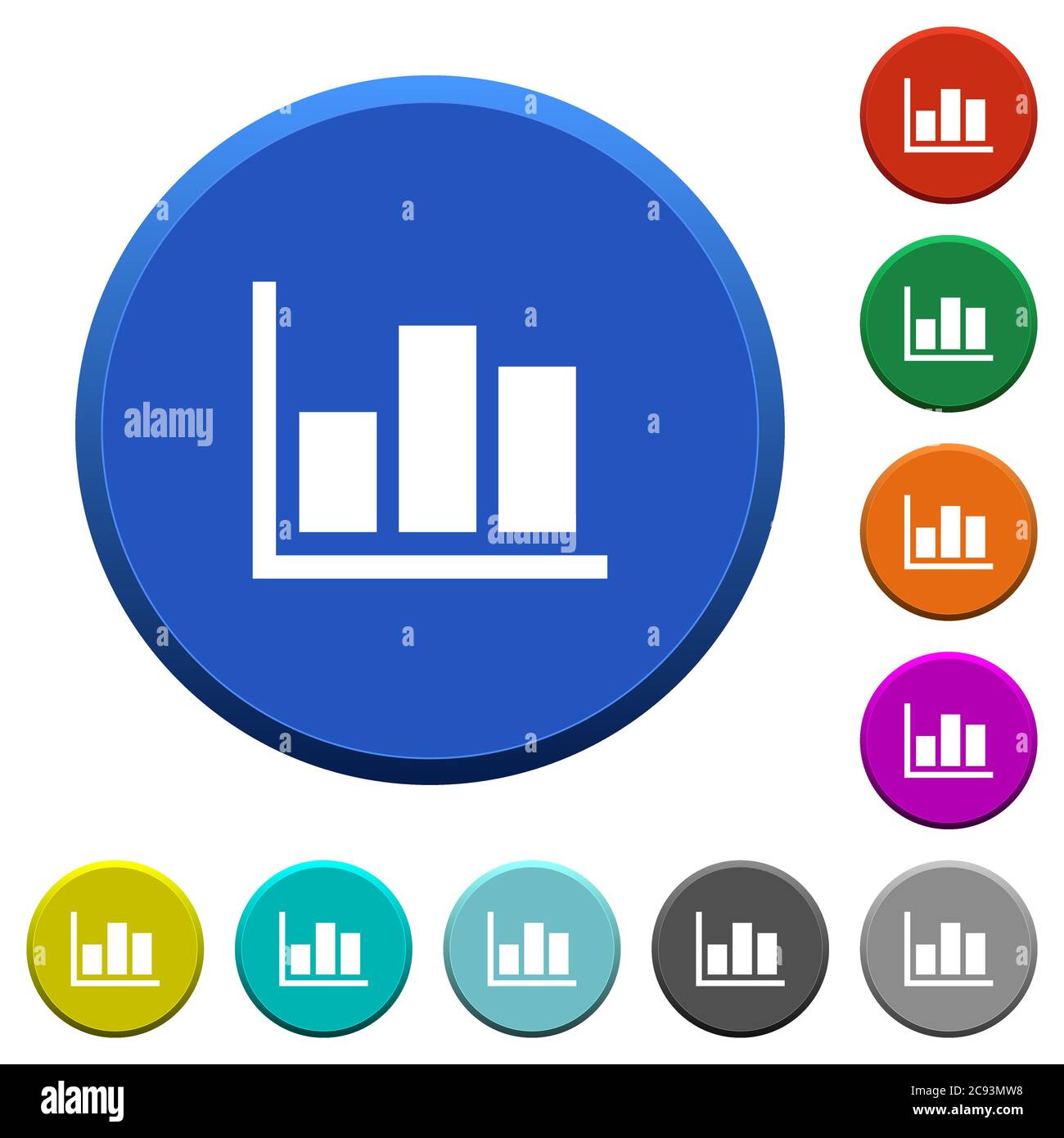 Statistics round color beveled buttons with smooth surfaces and flat ...