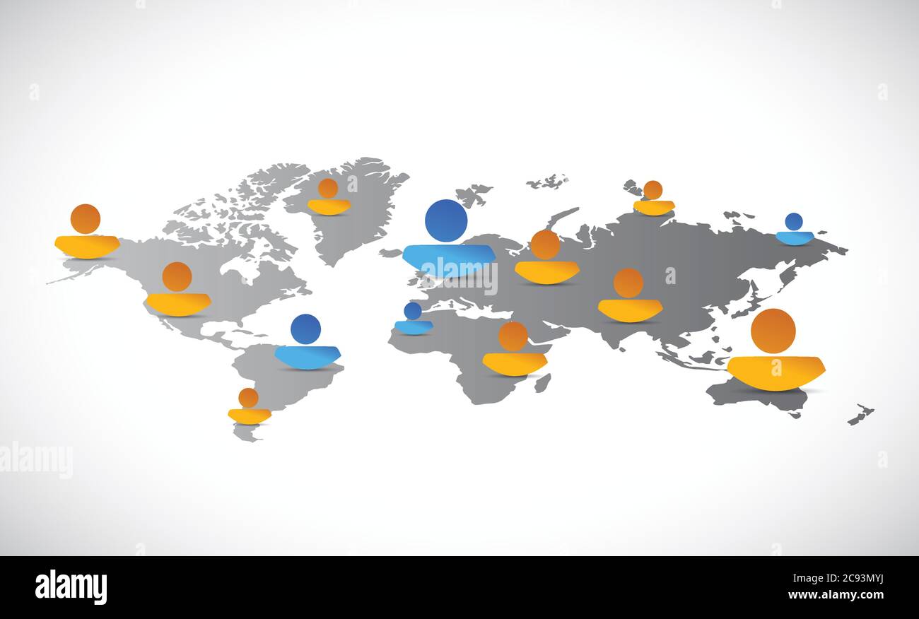 World map people network connection illustration design over white ...