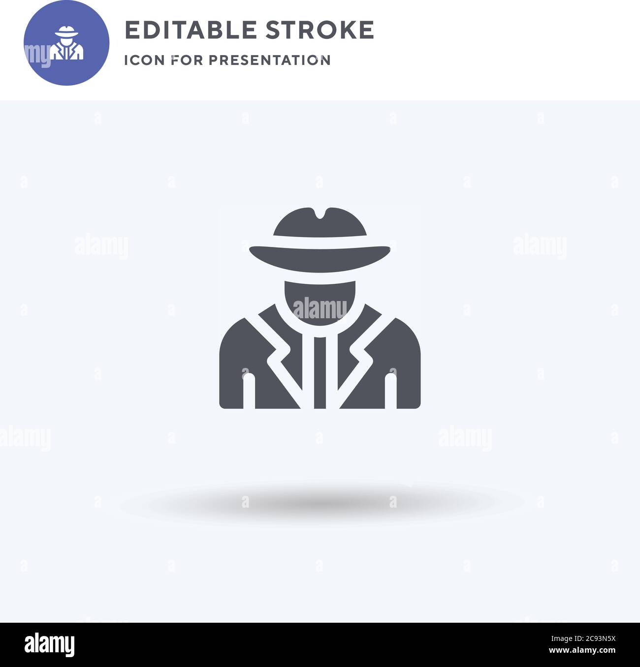 Private Detective icon vector, filled flat sign, solid pictogram ...