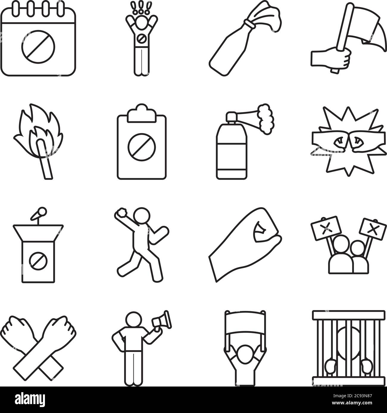 line style icon set design, Manifestation protest and demonstration ...