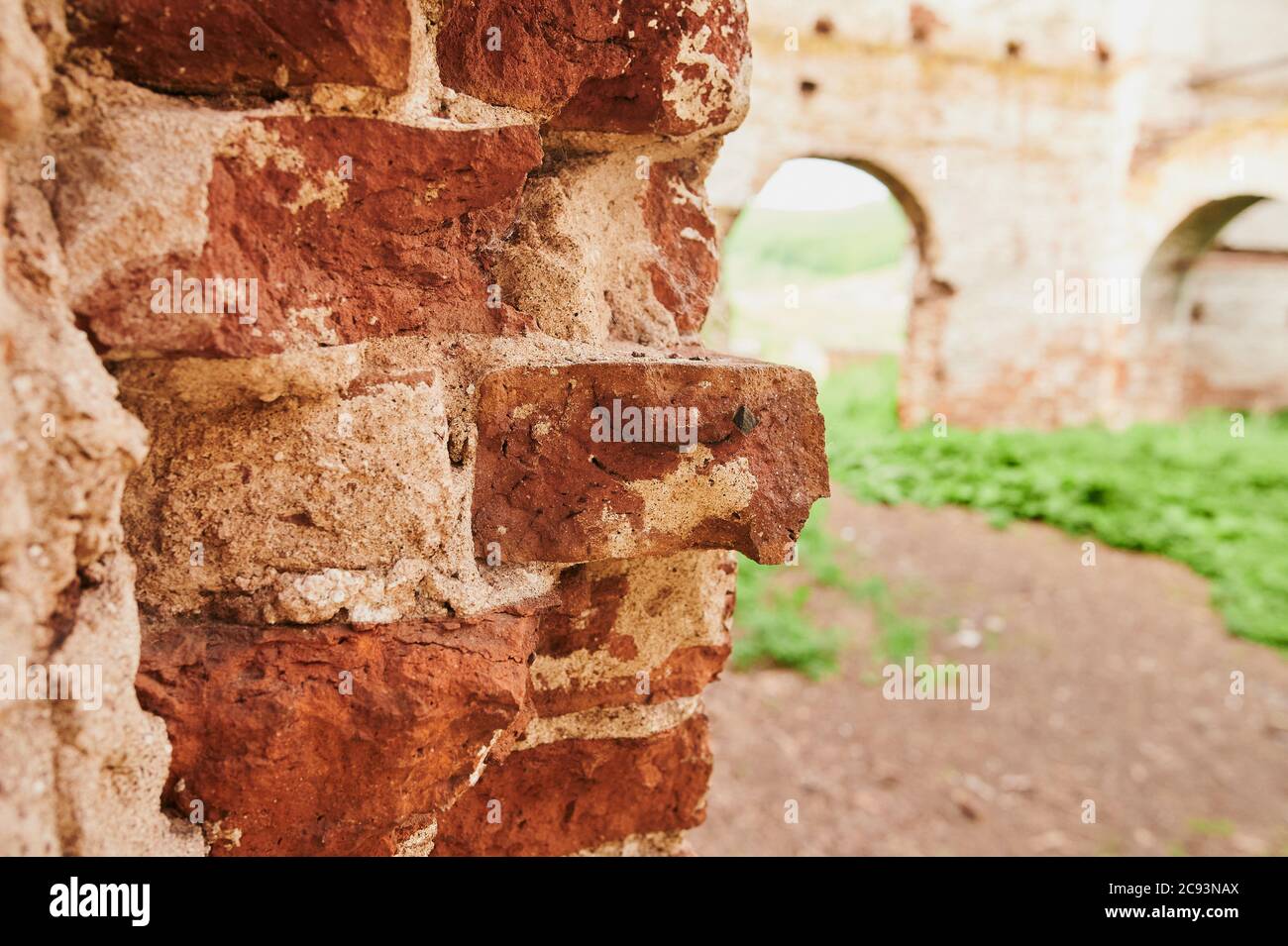 Landscape of ruined buildings at sunset, image of decrepitude or ...