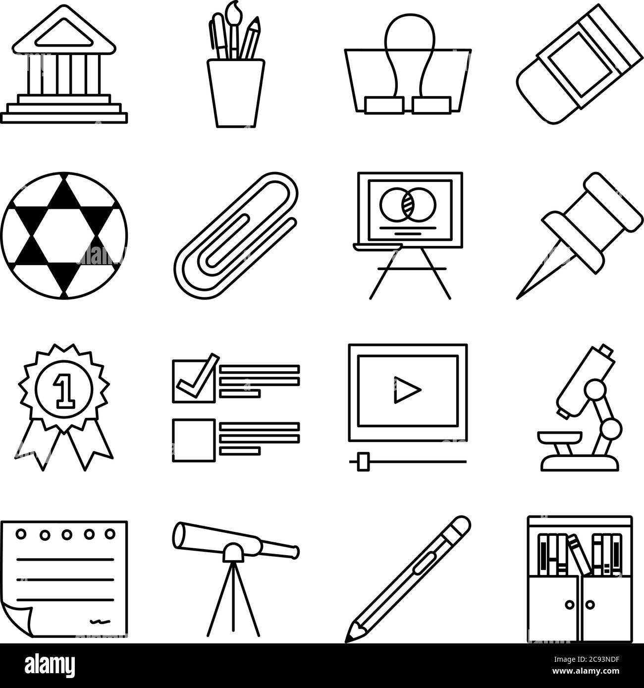 School line style icon set design, Education class lesson and knowledge ...