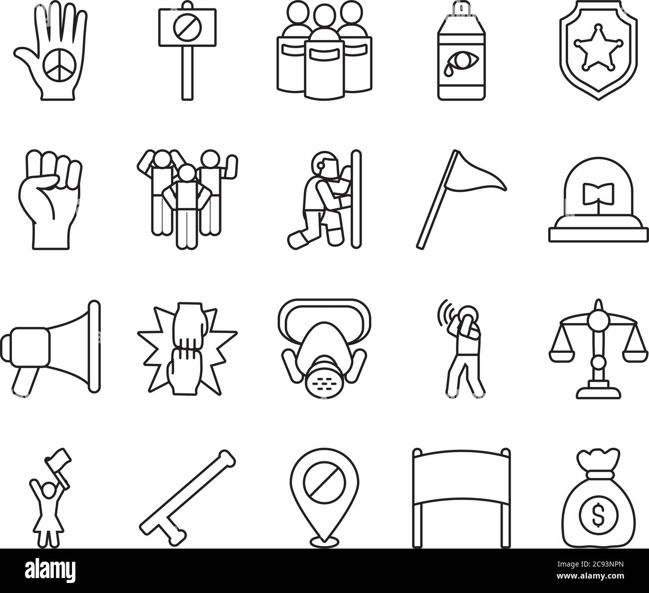 line style icon set design, Manifestation protest and demonstration ...