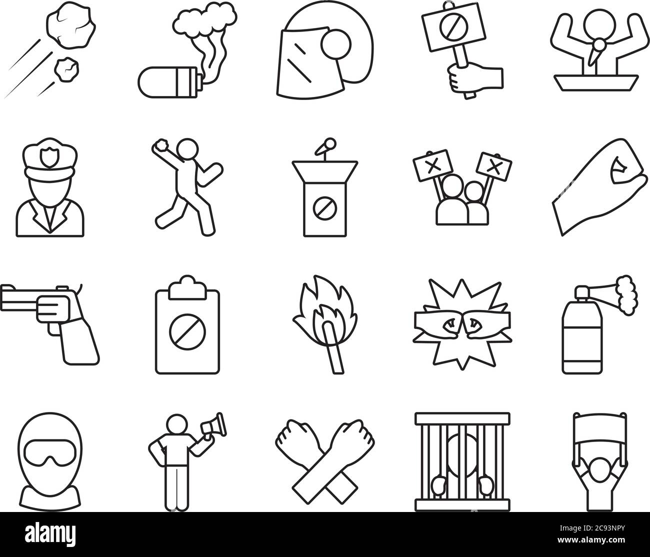 line style icon set design, Manifestation protest and demonstration ...