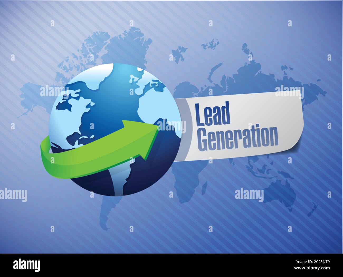 Lead generation globe sign illustration design over a world map ...