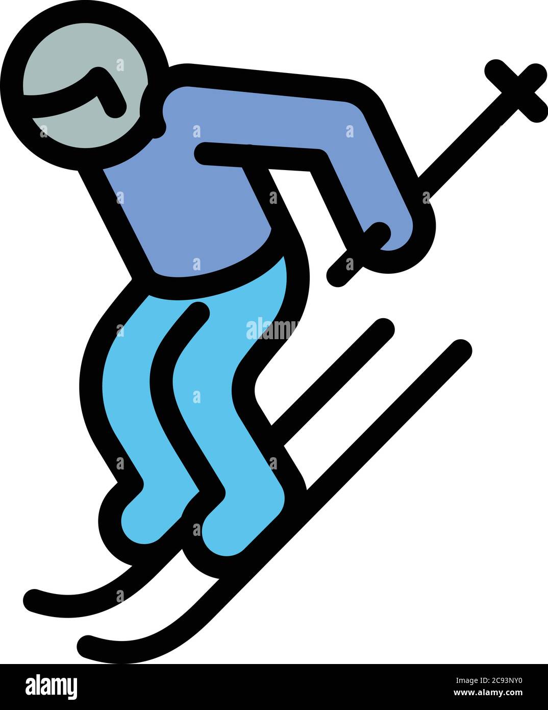 Professional skier icon. Outline professional skier vector icon for web ...
