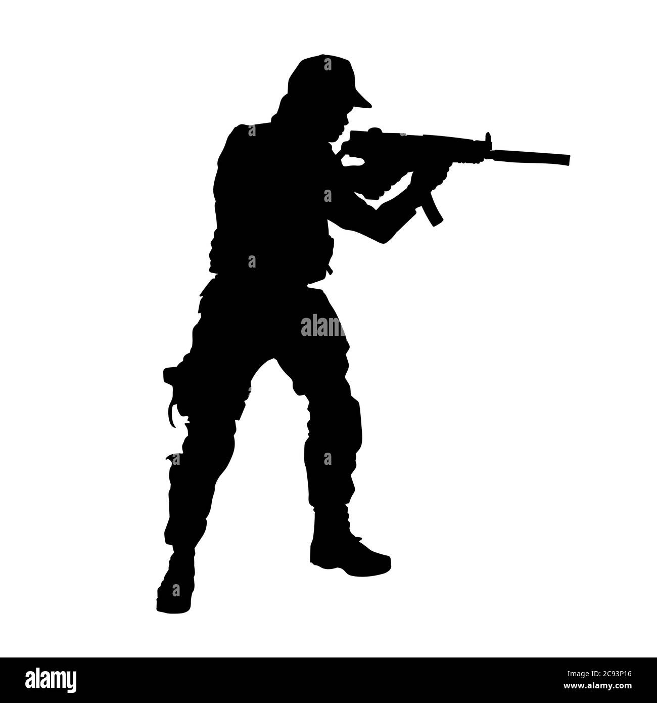American soldier in uniform with a cap is aiming Stock Vector Image ...