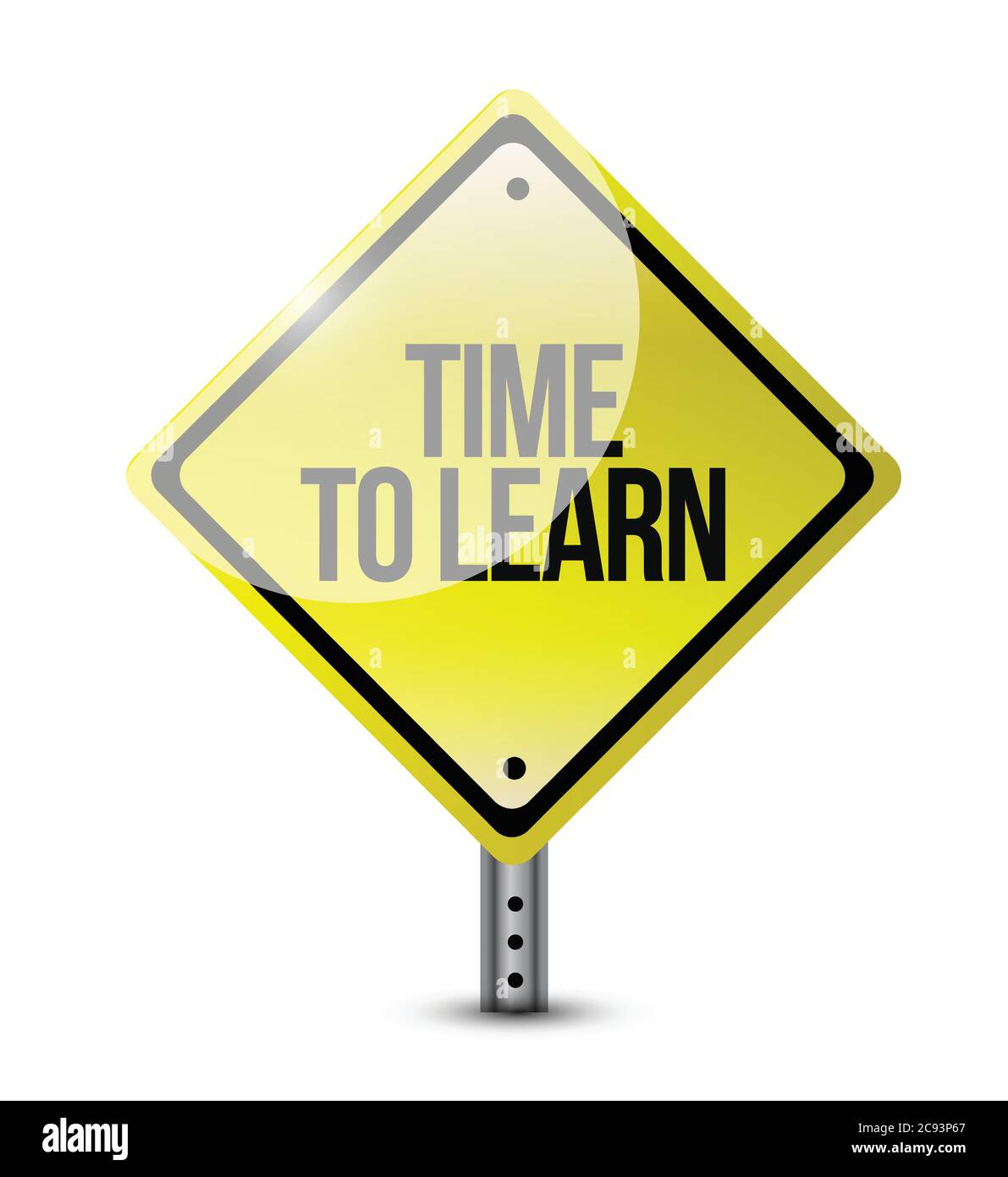 Time to learn signpost illustration design over a white background ...