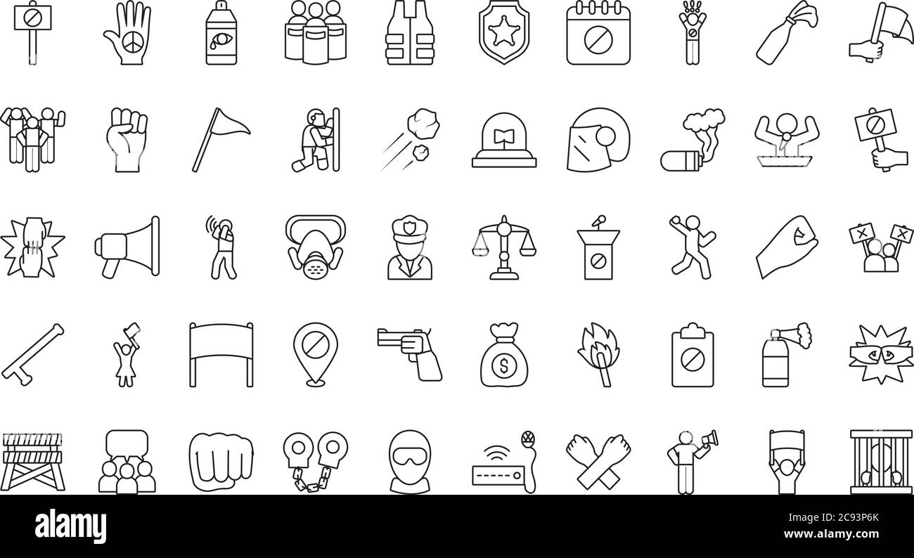 line style icon set design, Manifestation protest and demonstration ...