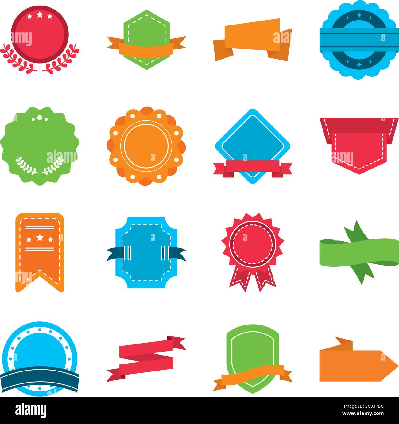 decorative frames and stickers icon set over white background, flat ...
