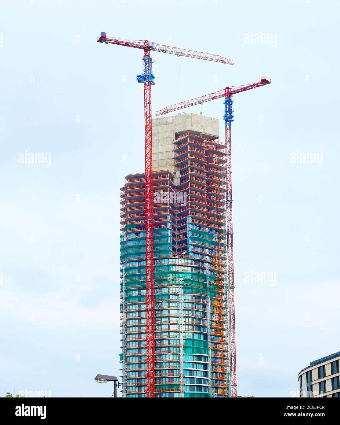 Construction site of modern skyscraper. Frankfurt, Germany Stock Photo ...