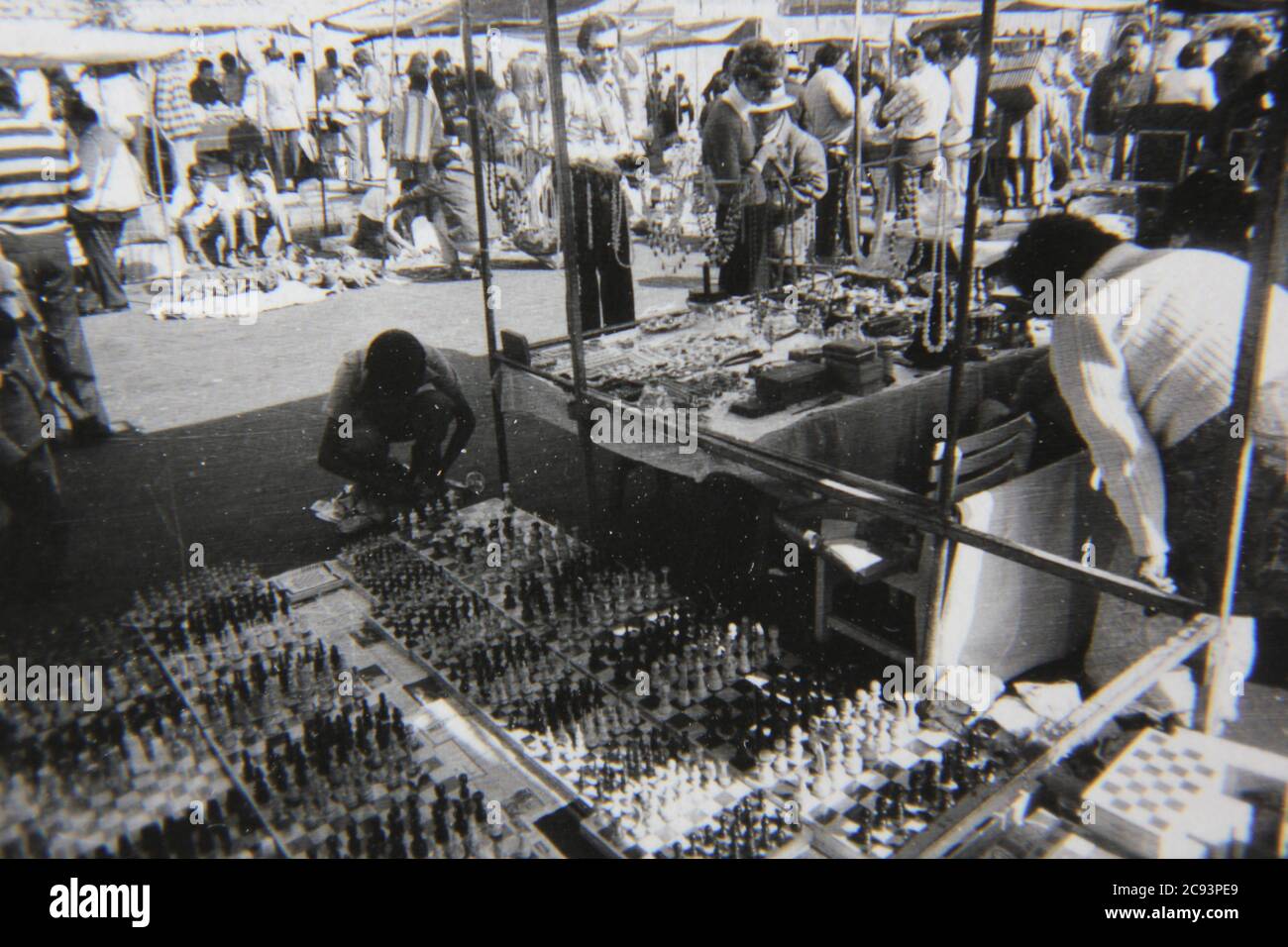 Fine 70s vintage black and white street photography of a market bazaar ...