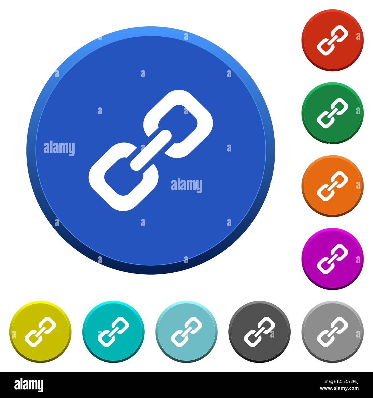 Link round color beveled buttons with smooth surfaces and flat white ...