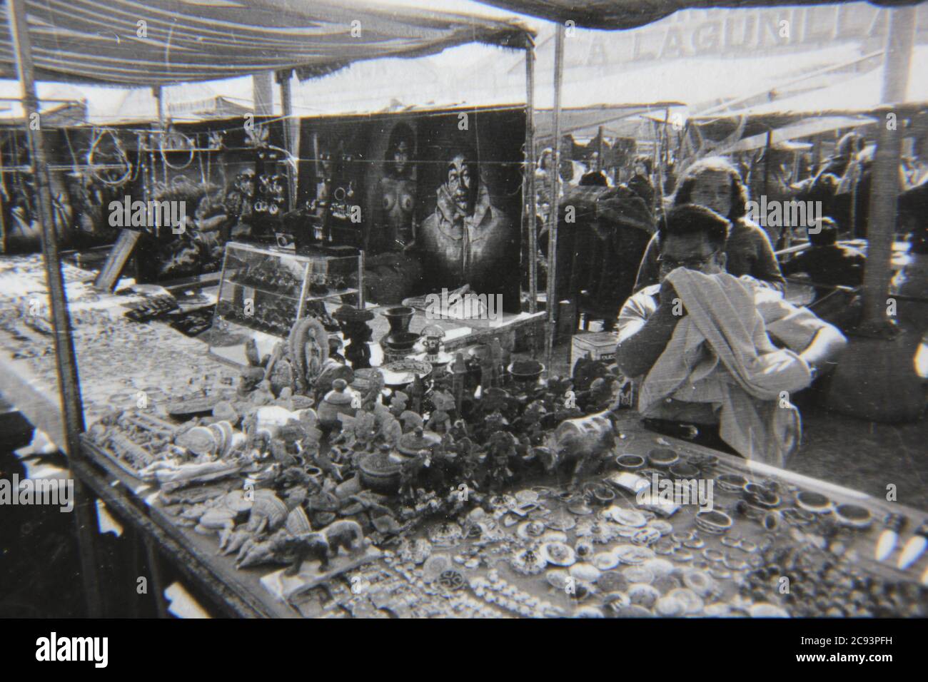 Fine 70s vintage black and white street photography of a market bazaar ...