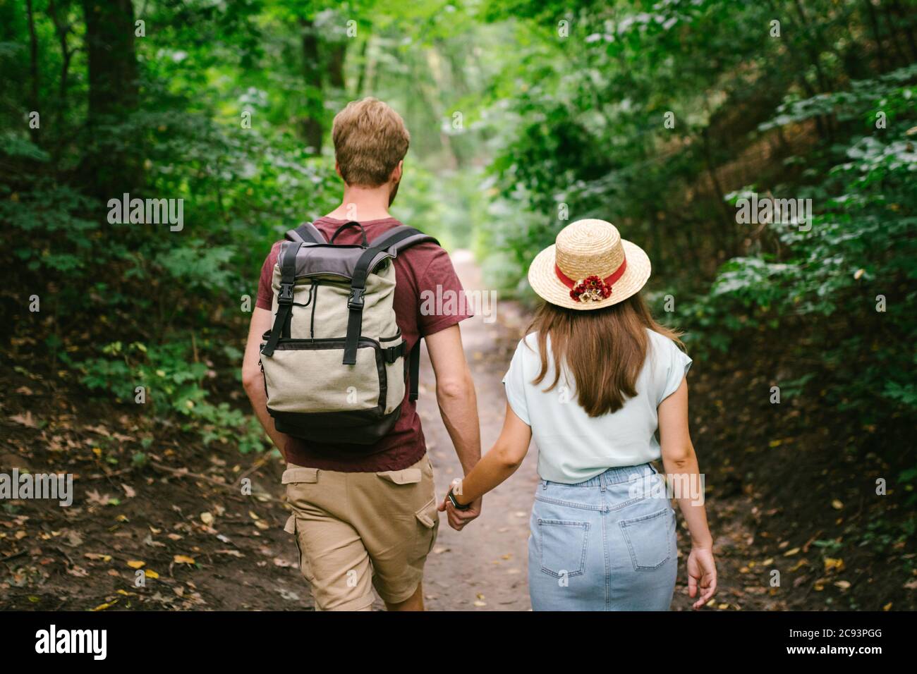 Couple Walking Together Along Path Pathway High Resolution Stock ...