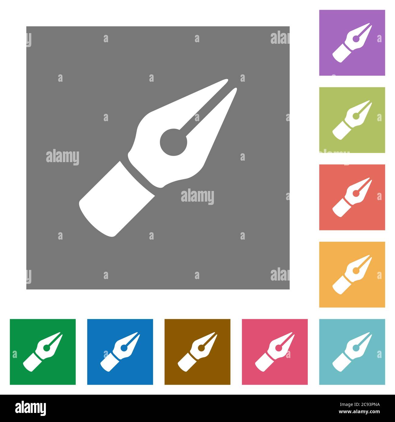 Vector pen flat icons on simple color square backgrounds Stock Vector ...