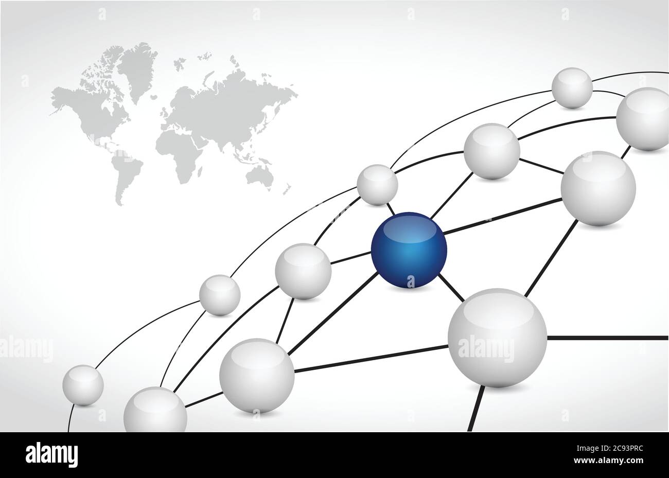 Sphere map link network illustration design over a white background ...