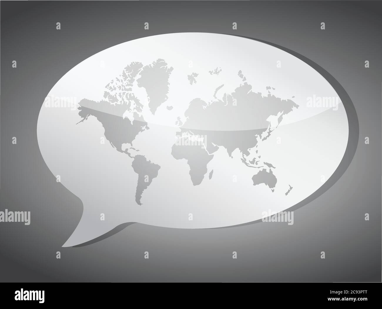 World map speech bubble illustration design over a grey background ...