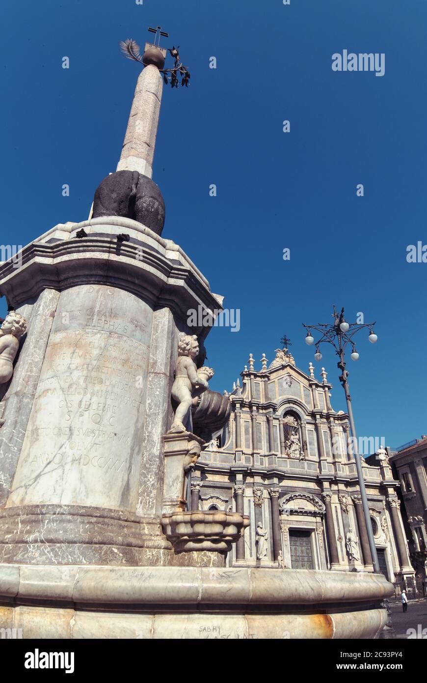 the obelisk and the S. Agata baroque cathedral are monument in Catania ...