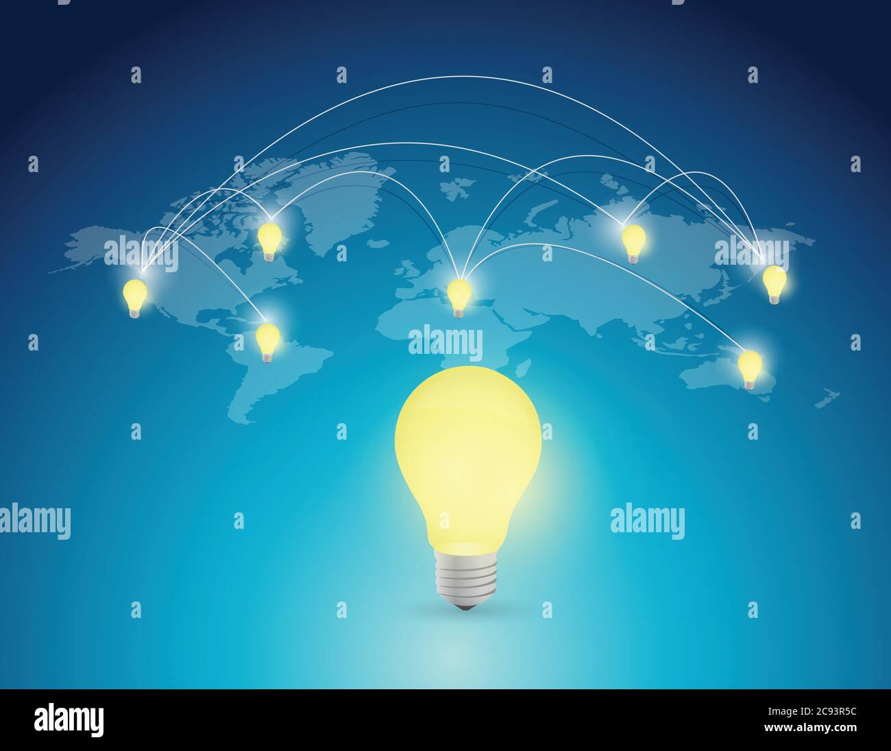 World map light bulb illustration design over a blue background Stock ...