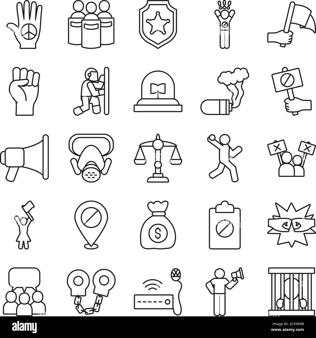 line style icon set design, Manifestation protest and demonstration ...