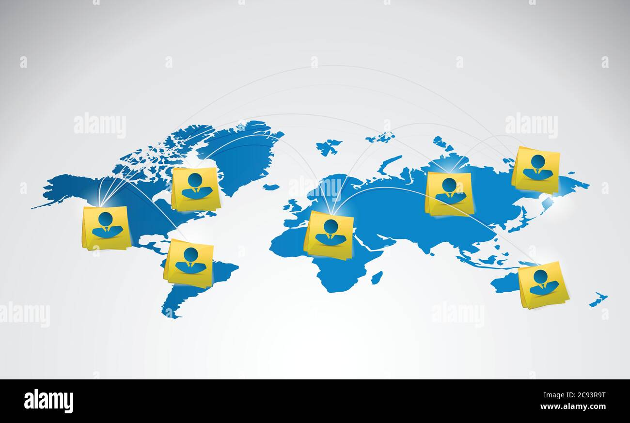 People network communication world map illustration design over a white ...