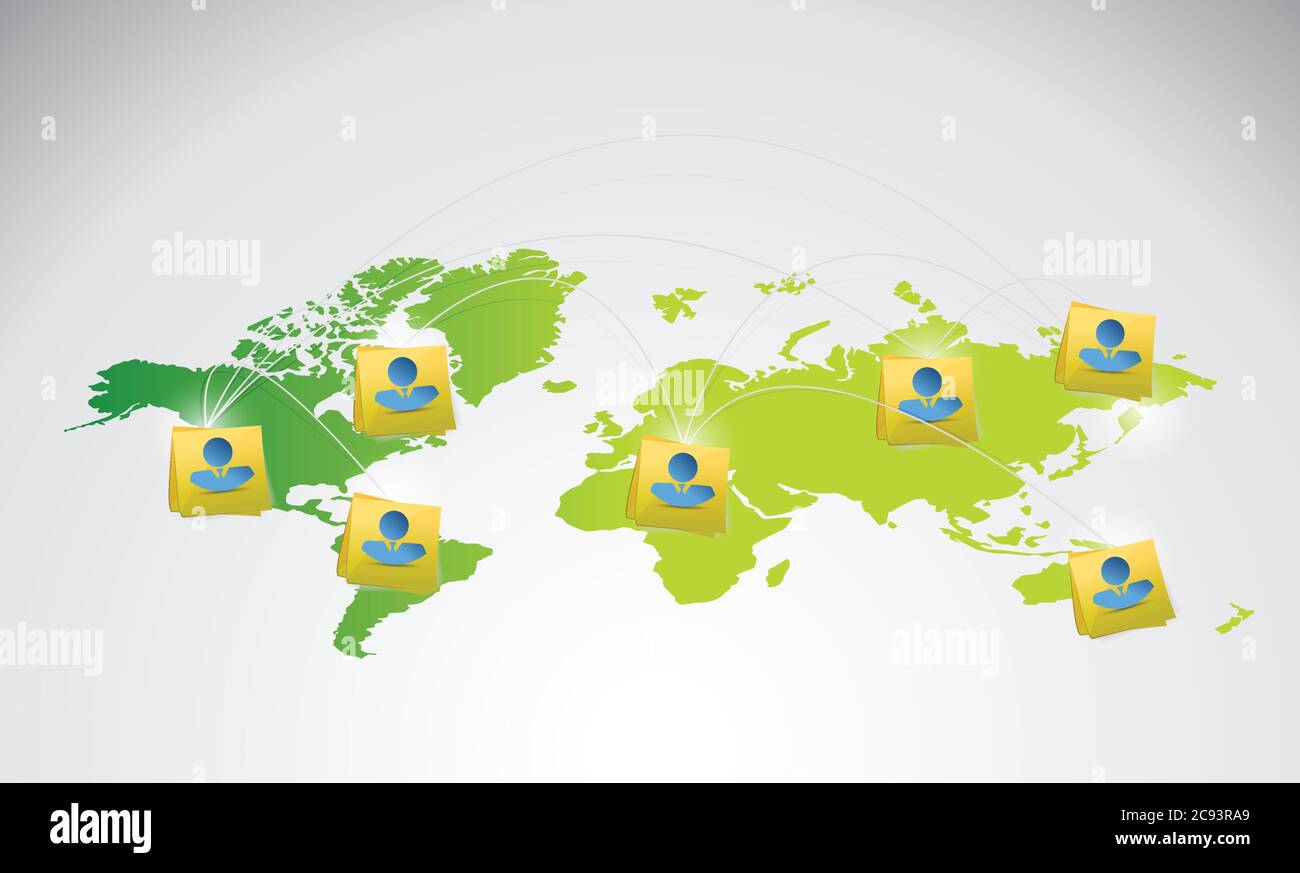 People network communication world map illustration design over a white ...