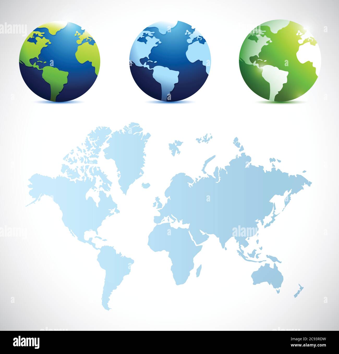 World map and globes illustration design over a white background Stock ...