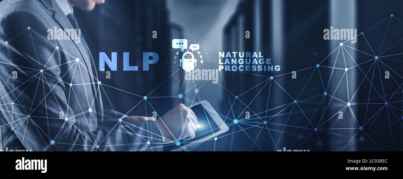 Nlp Natural Language Processing Cognitive Computing Technology Concept On Blurred Server Room
