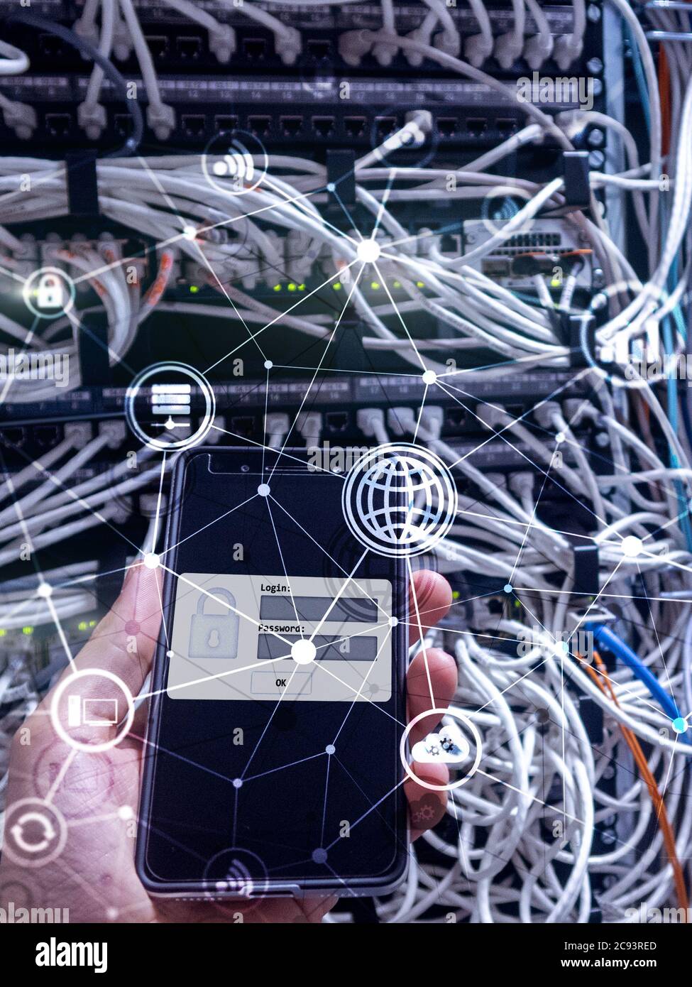 Computing concept. Technology infrastructure cloud computing and communication on data center ...