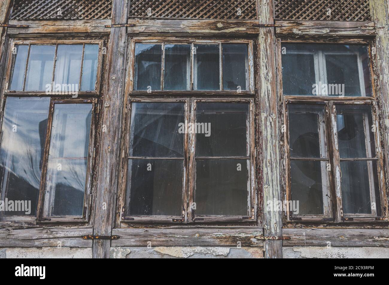 Wooden abandoned window of a ruined building Stock Photo - Alamy